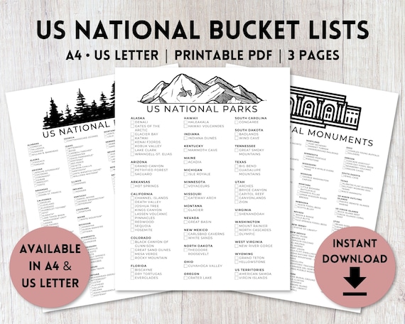 US National Bucket Lists National Parks Poster National | Etsy