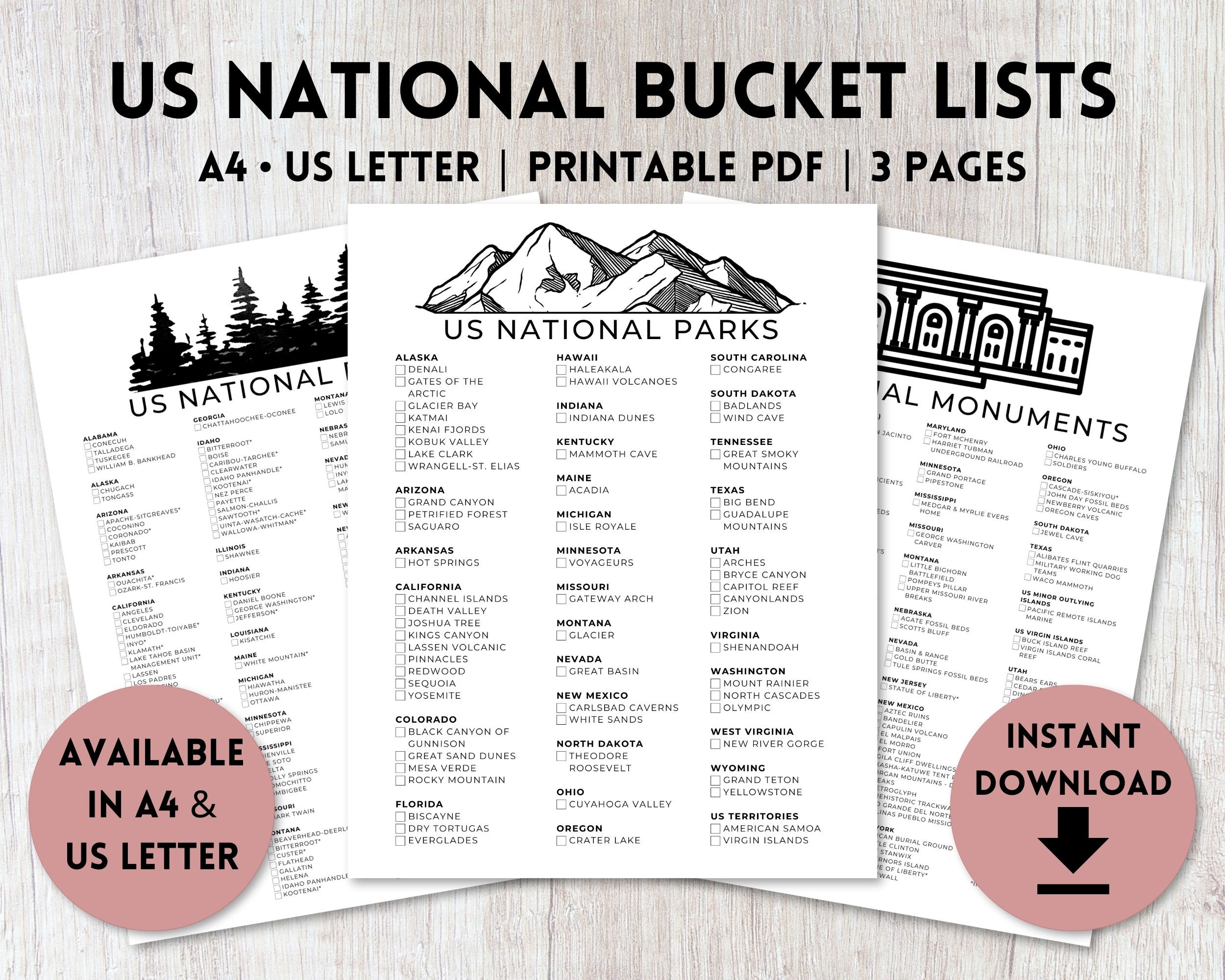 US National Bucket Lists National Parks Poster National - Etsy