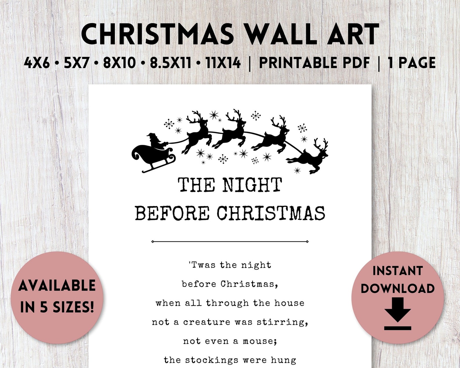 Twas the Night Before Christmas Printable | Christmas Art Prints ...