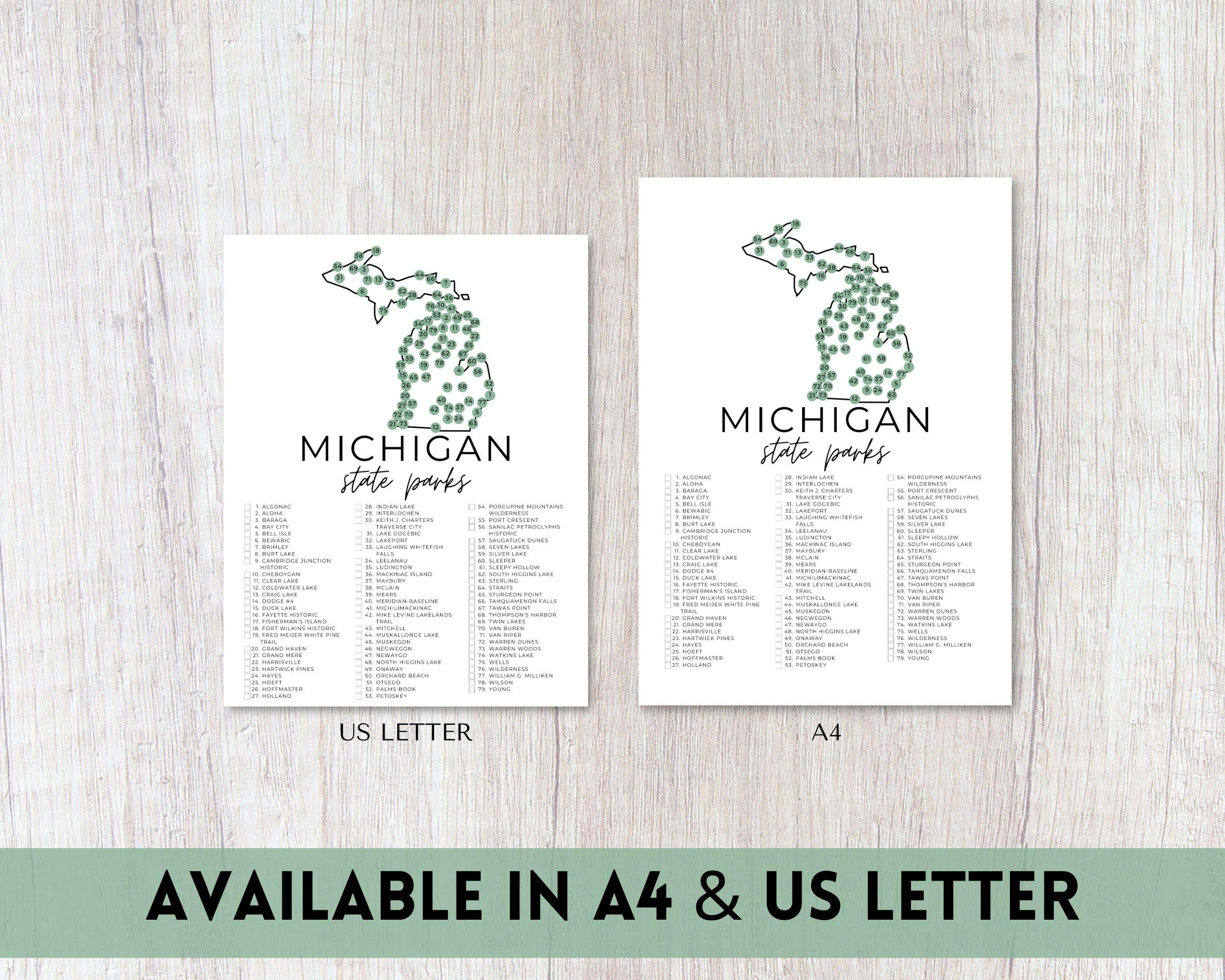 Michigan State Park Map Printable | State Park Checklist | State Parks ...