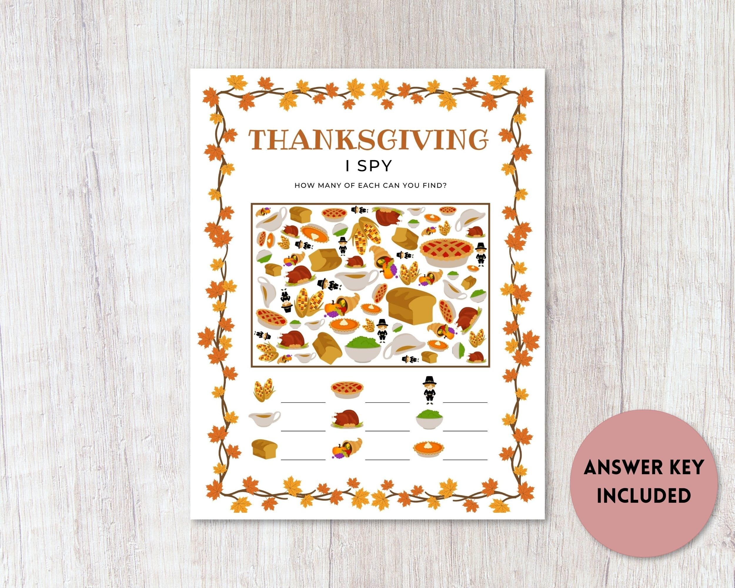 Thanksgiving I Spy Printable Thanksgiving Game for Kids - Etsy