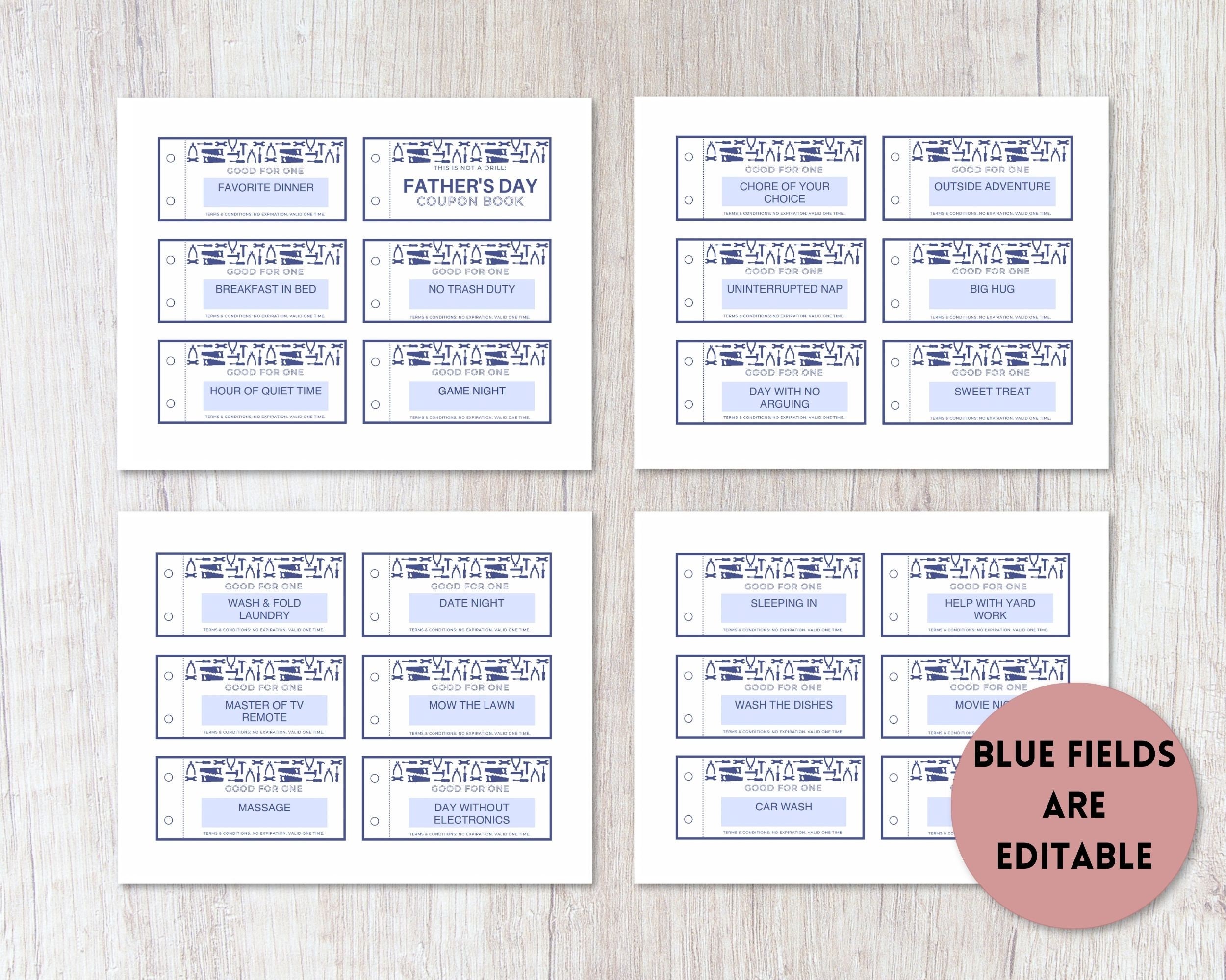 Editable Father's Day Coupon Book Printable | Father's Day Gift ...