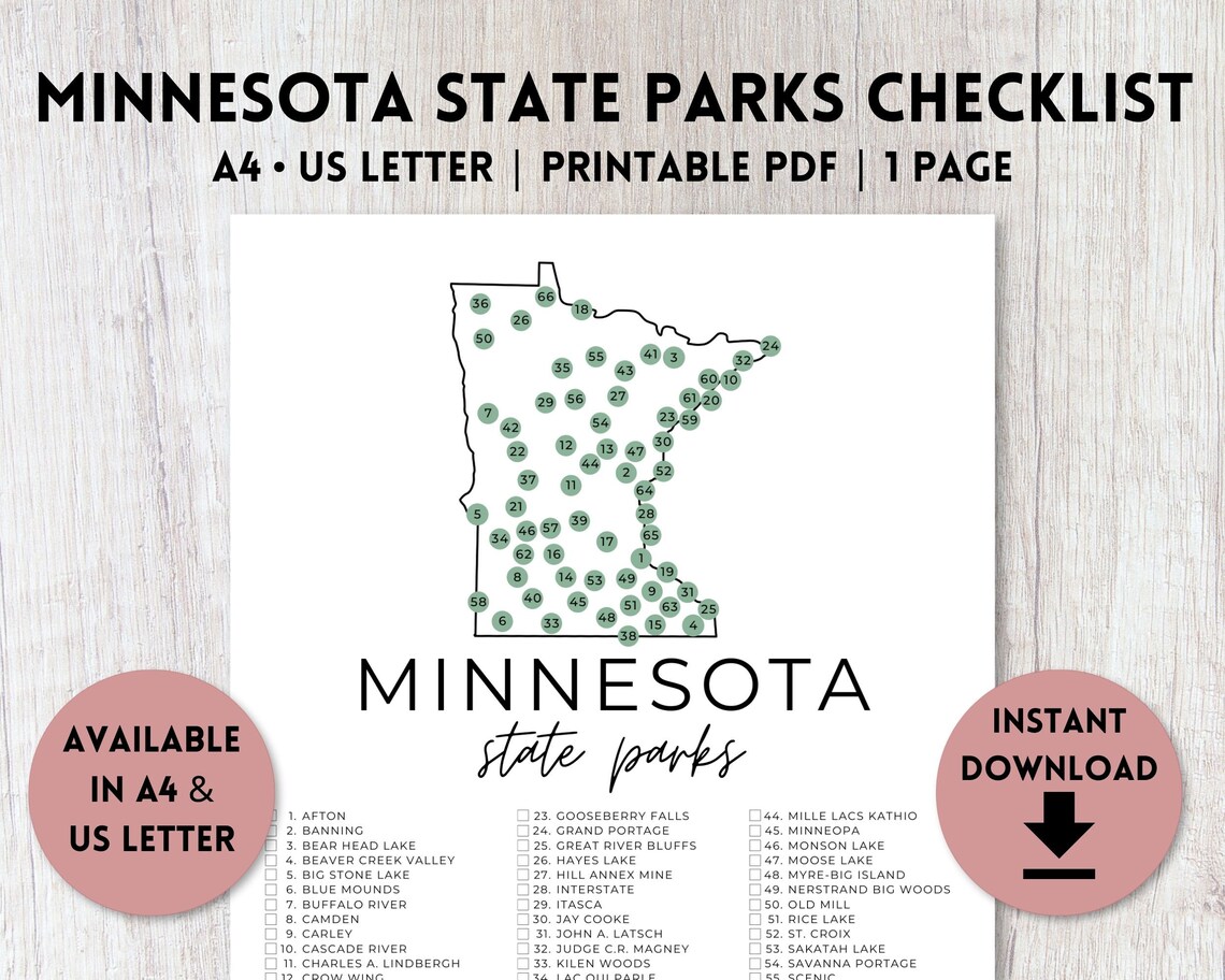 Minnesota State Park Map Printable | State Park Checklist | State Parks ...