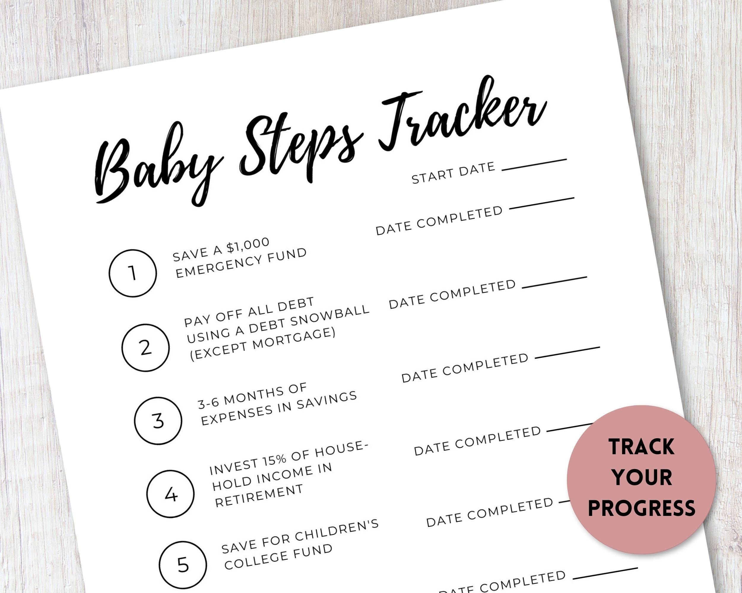 Baby Steps Tracker Printable Baby Steps Progress Tracker A4, US Letter ...