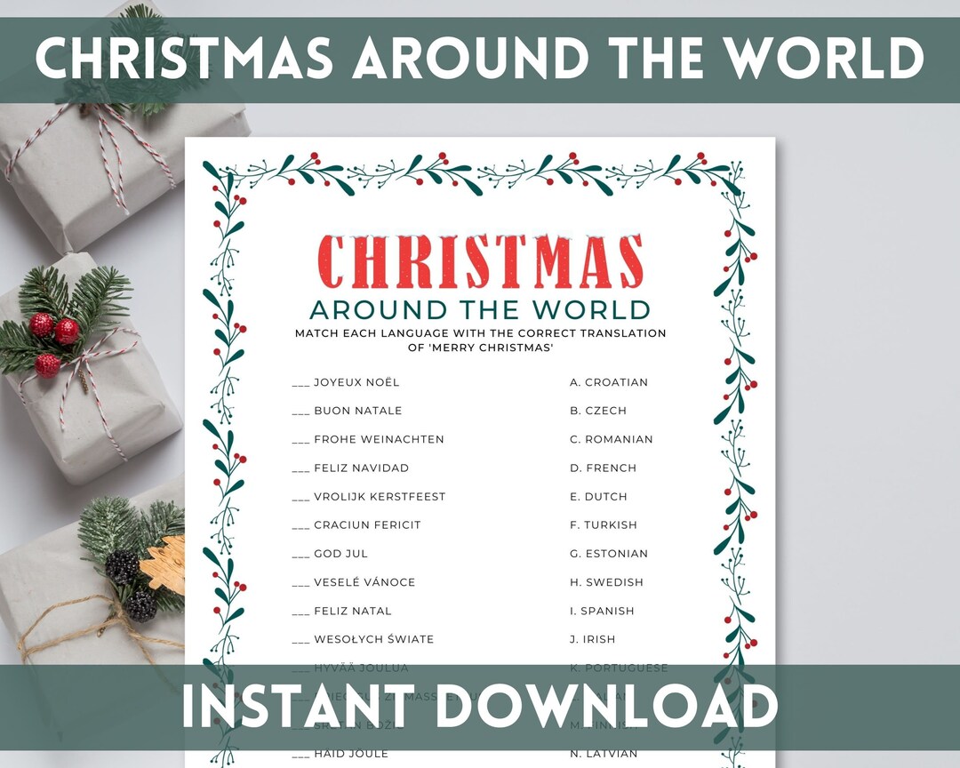 Christmas Around the World Printable Christmas Party Games A4, US ...