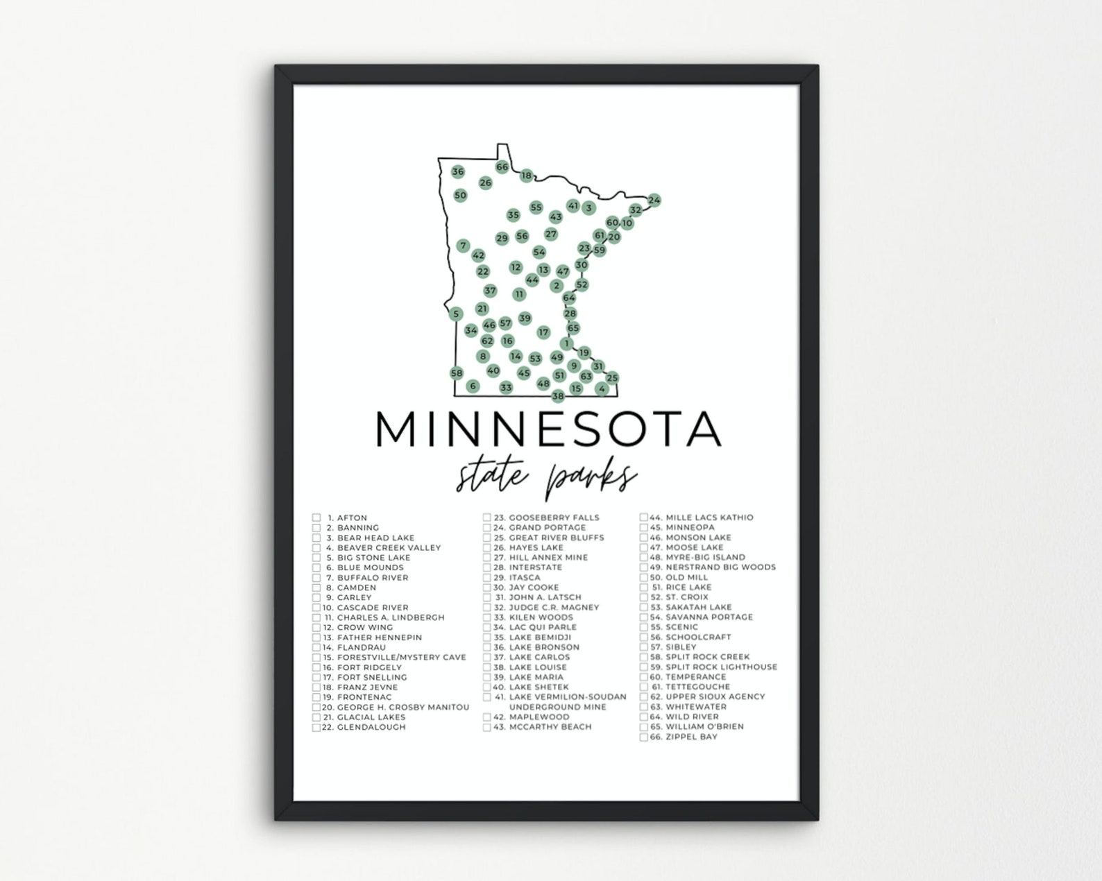 Minnesota State Park Map Printable | State Park Checklist | State Parks ...