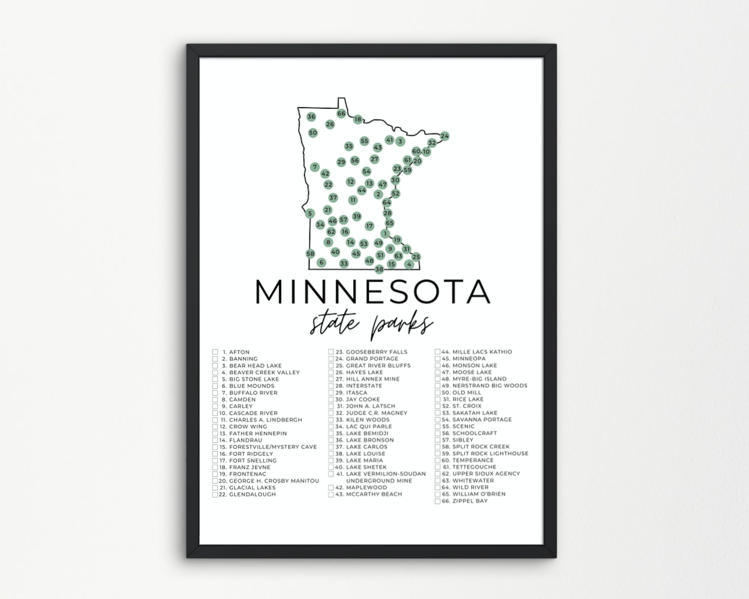 Minnesota State Park Map Printable | State Park Checklist | State Parks ...