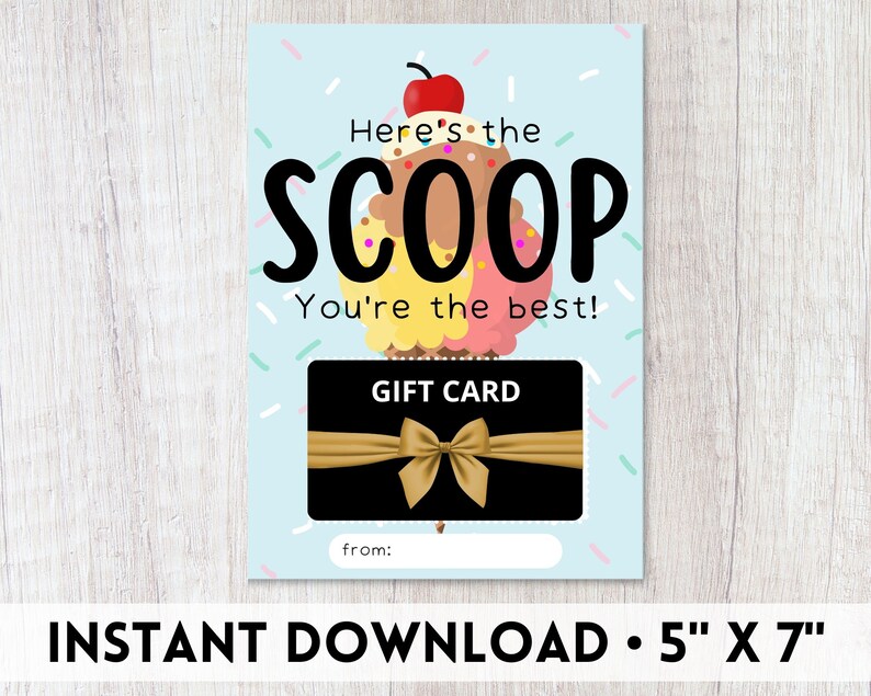 Ice Cream Gift Card Holder Printable | Here's the Scoop | Daycare ...