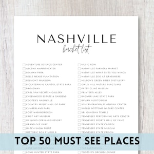 Nashville, Tennessee Bucket List Printable | Travel Bucket List ...