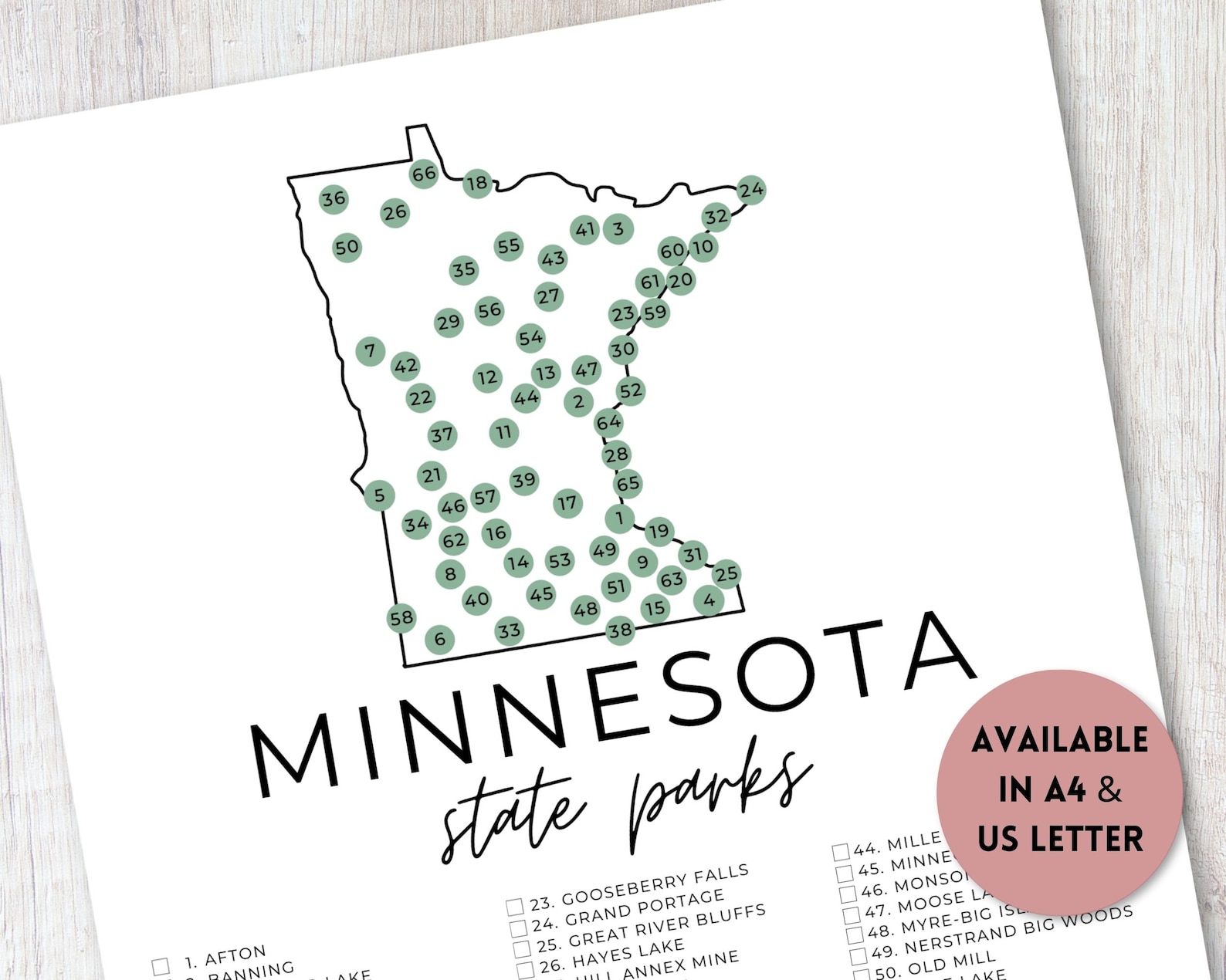 Minnesota State Park Map Printable | State Park Checklist | State Parks ...
