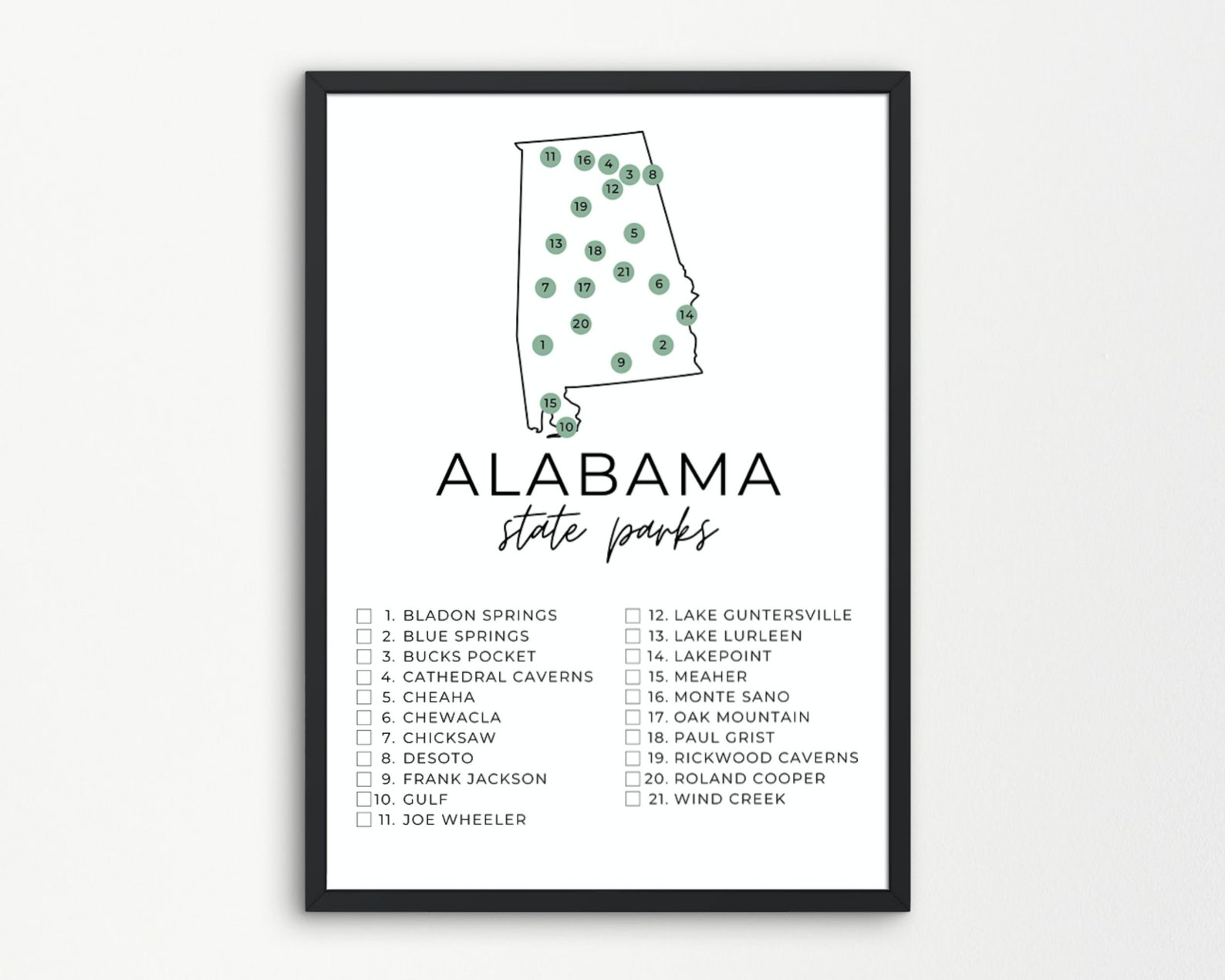 Alabama State Park Map Printable State Park Checklist State Parks Check ...
