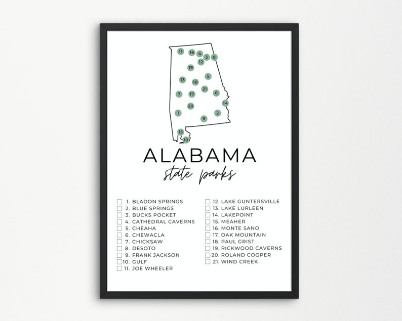 Alabama State Park Map Printable State Park Checklist State Parks Check ...