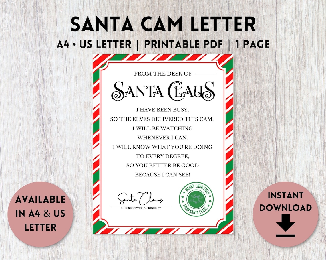 Santa Cam Letter Printable Letter From Santa From the Desk - Etsy