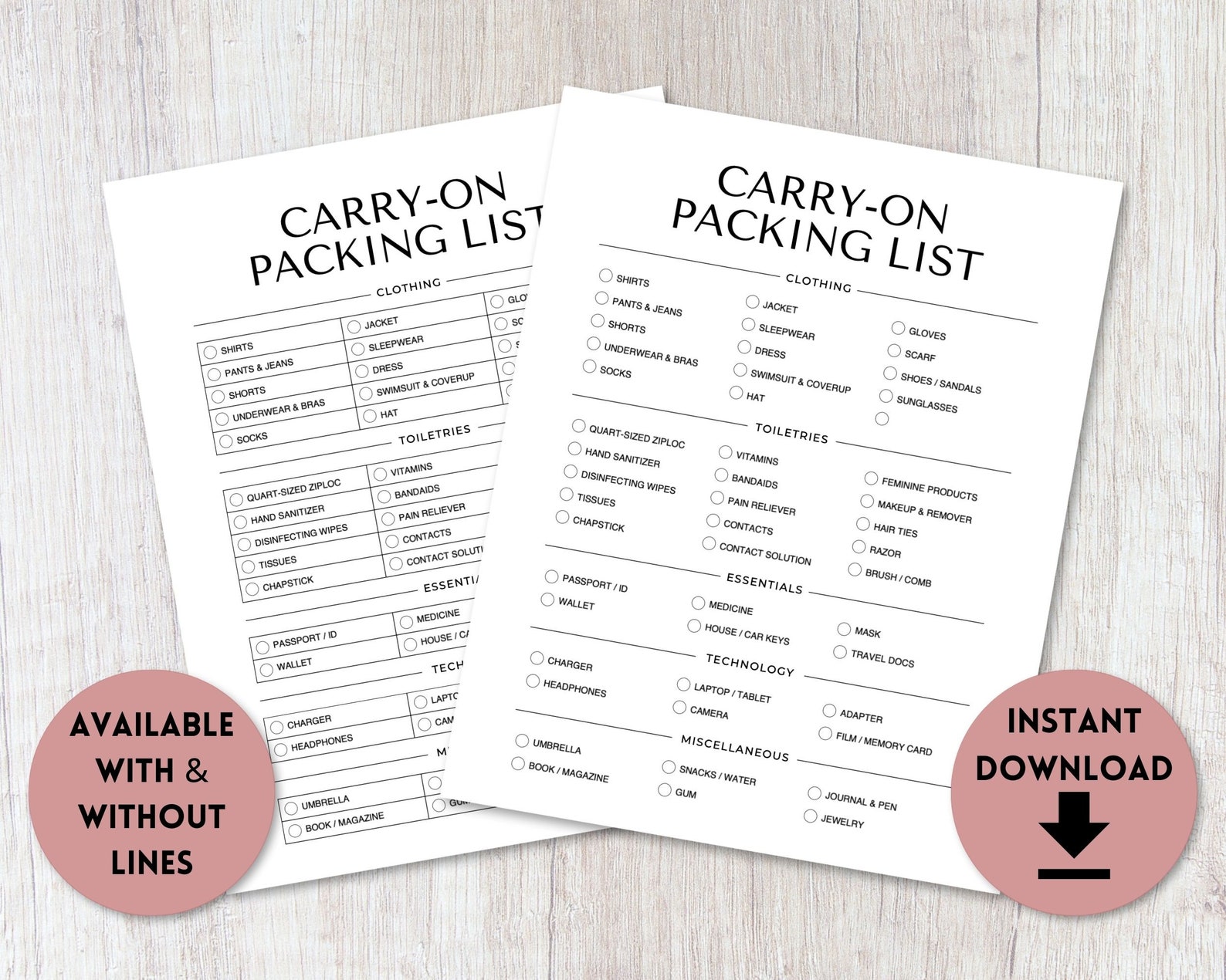 Editable Carry on Packing List Printable | Editable Packing List ...