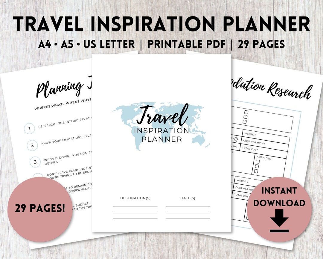 Travel Inspiration Planner Printable | Vacation Inspiration Planner ...