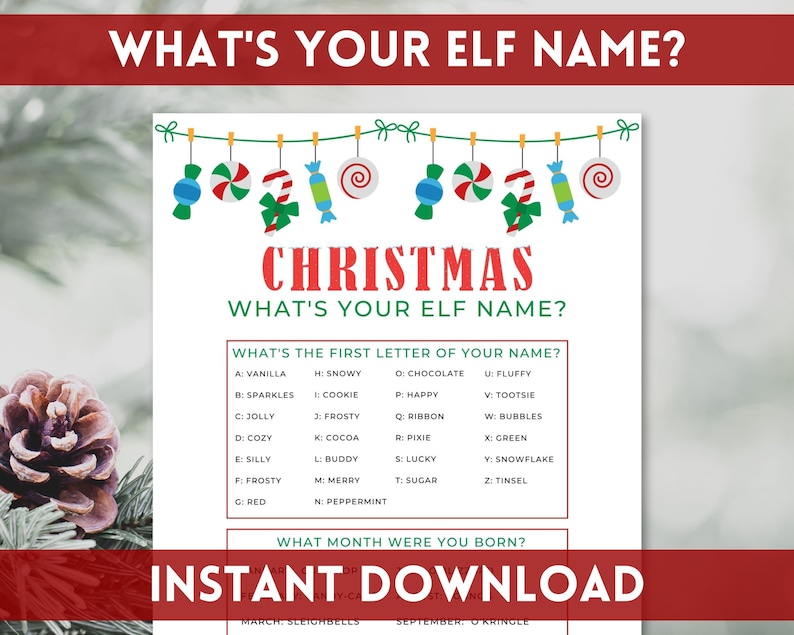 Christmas What's Your Elf Name Printable Christmas Game for Kids ...