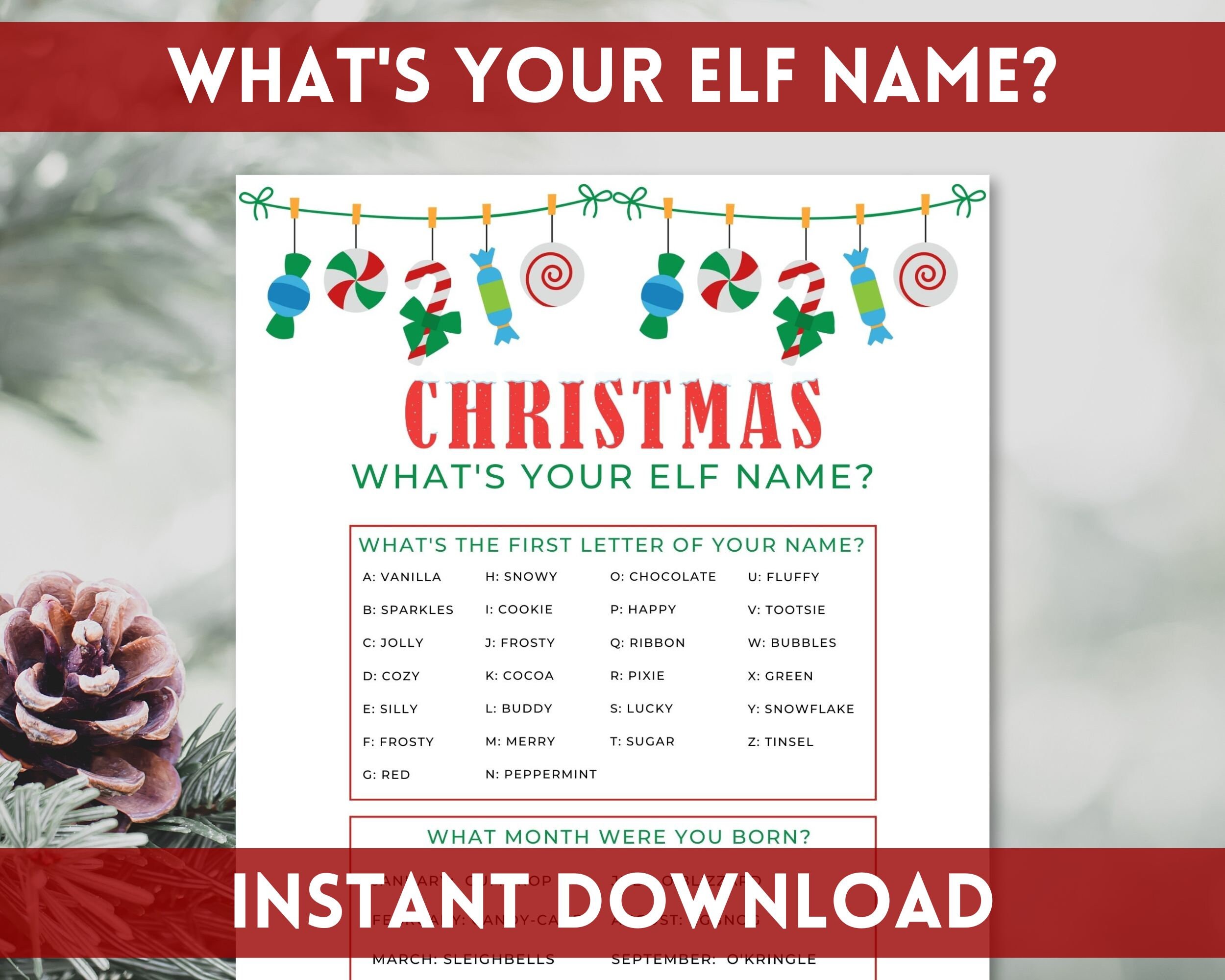 Christmas What's Your Elf Name Printable | Christmas Game for Kids ...