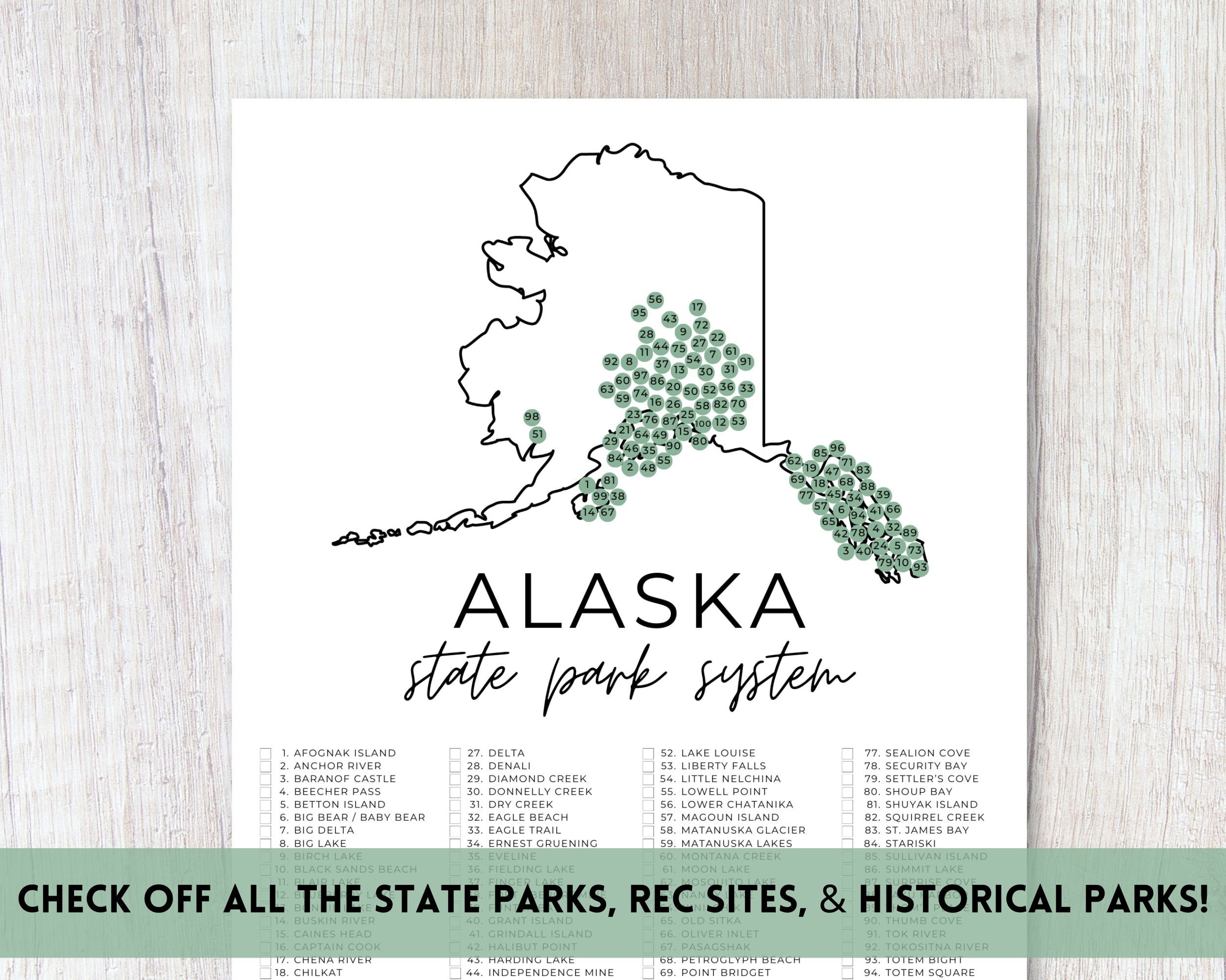 Alaska State Park Map Printable State Park Checklist State Parks Check ...