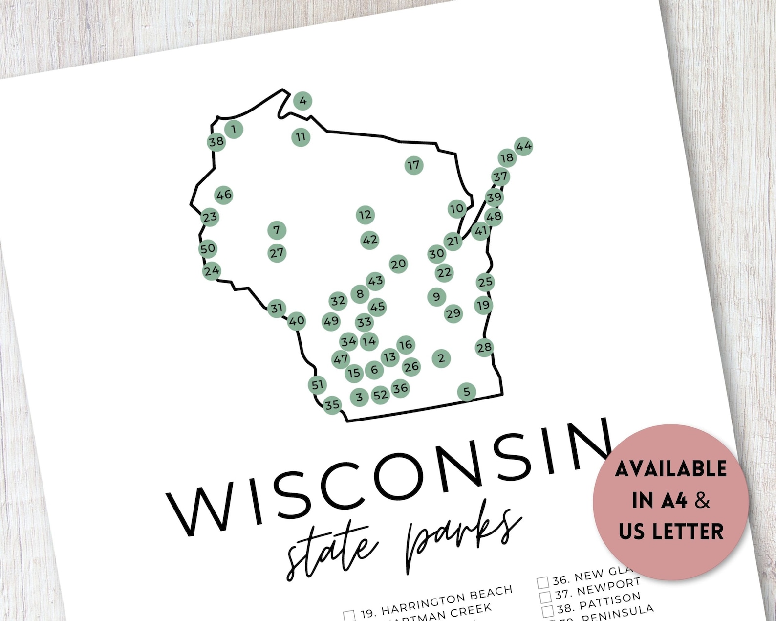 Wisconsin State Park Map Printable | State Park Checklist | State Parks ...
