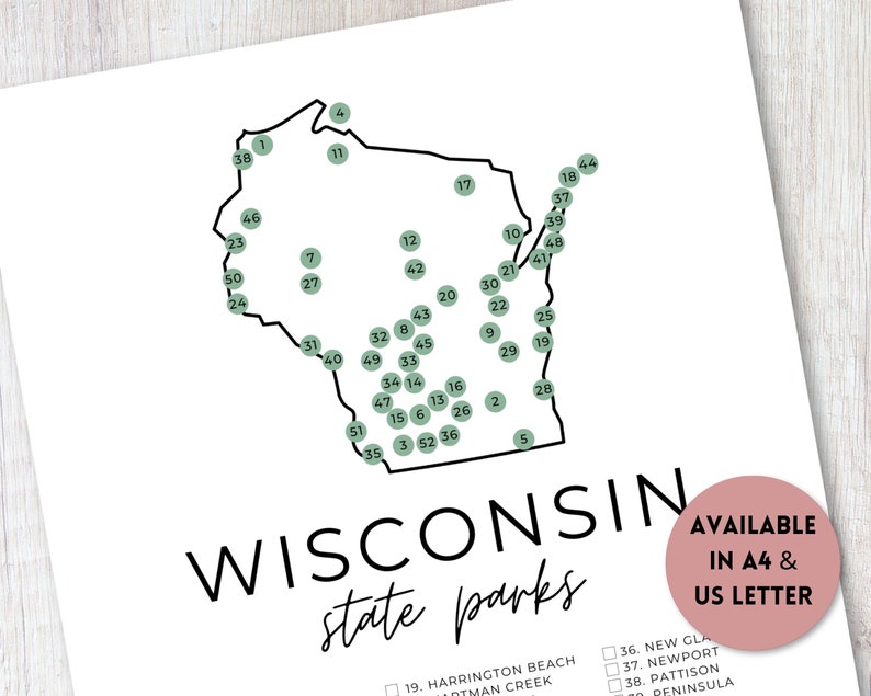 Wisconsin State Park Map Printable | State Park Checklist | State Parks ...