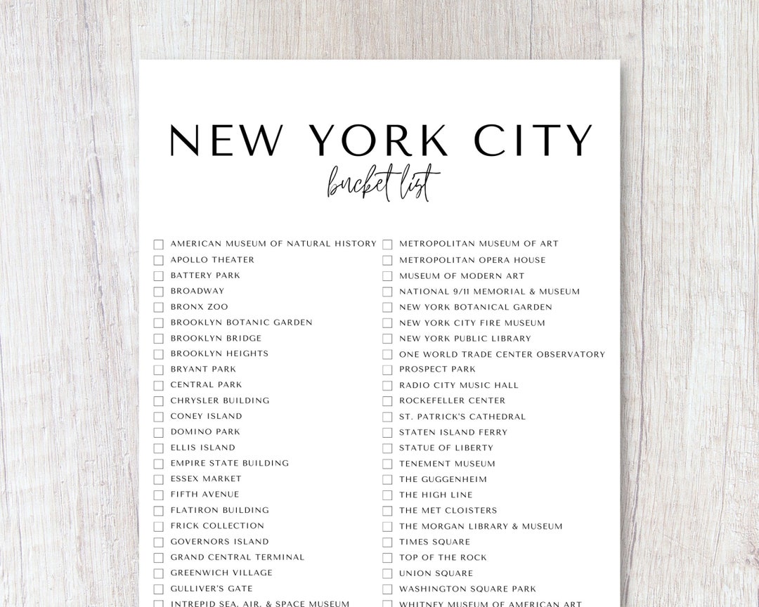 New York City, New York List Printable | Travel Bucket List | Travel ...
