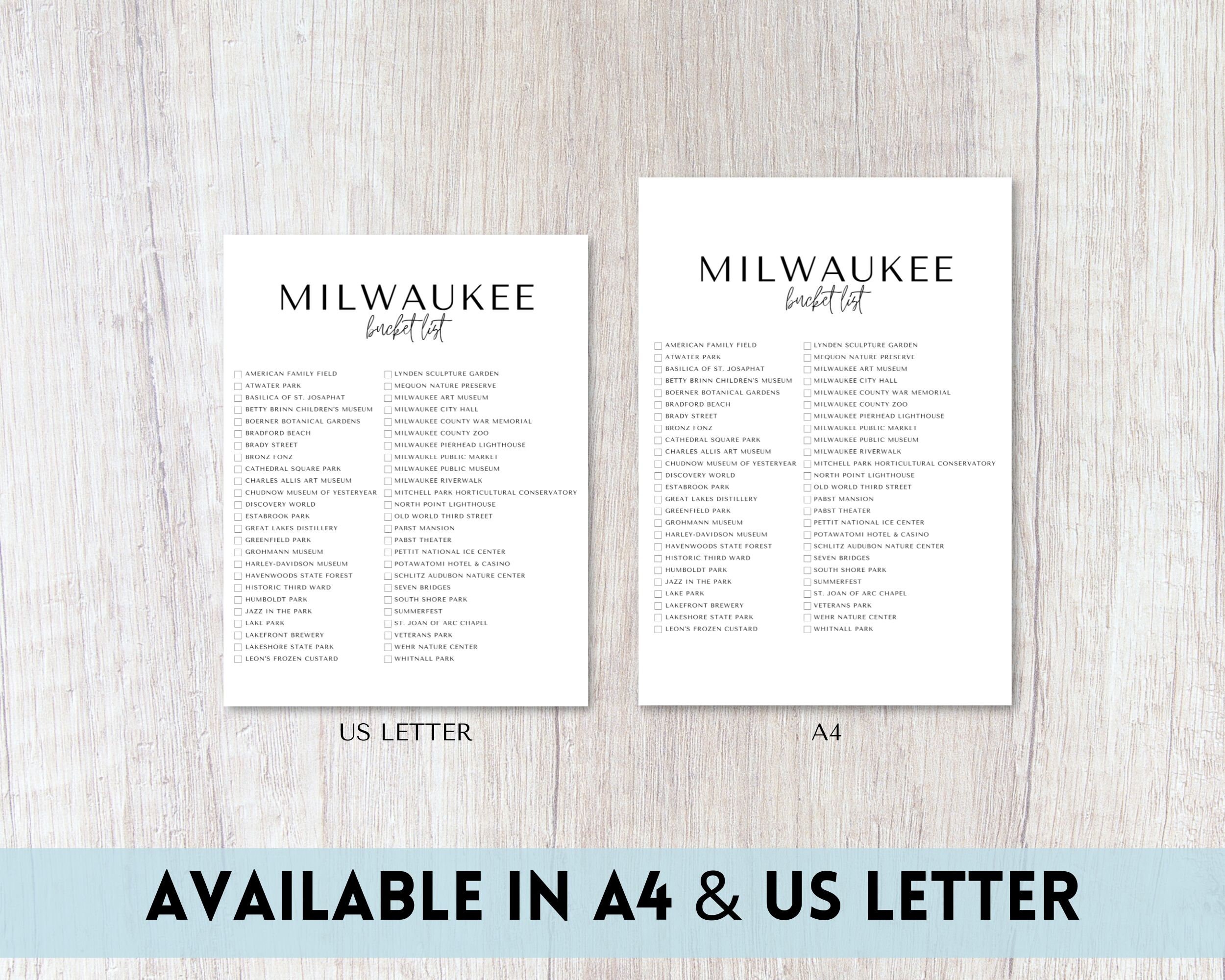 Milwaukee, Wisconsin Bucket List Printable Travel Bucket List Travel ...