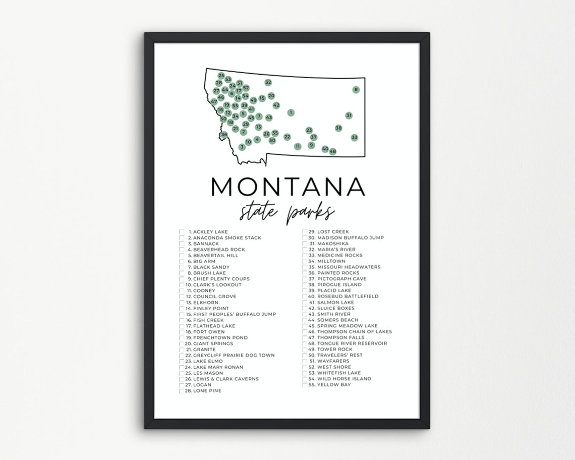Montana State Park Map Printable State Park Checklist State Parks Check ...