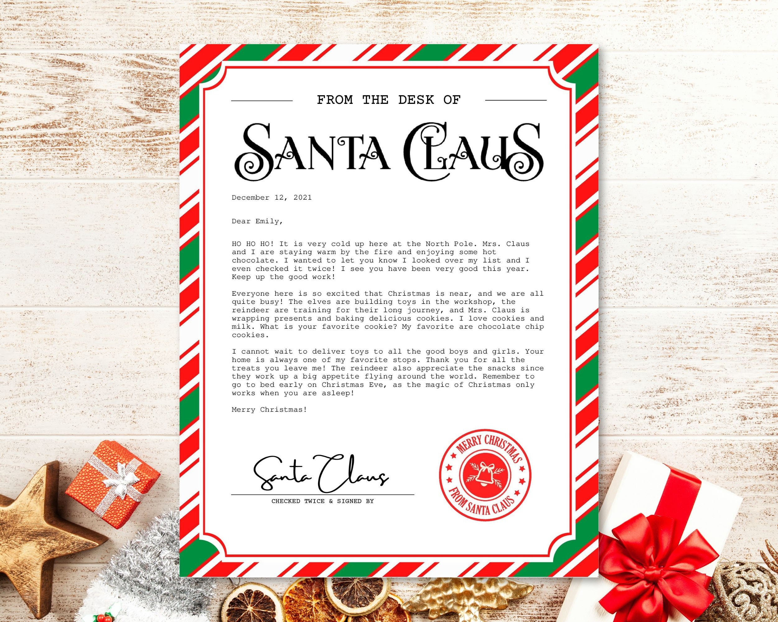 Fillable Letter From Santa Printable | Letter From Santa Claus Template ...