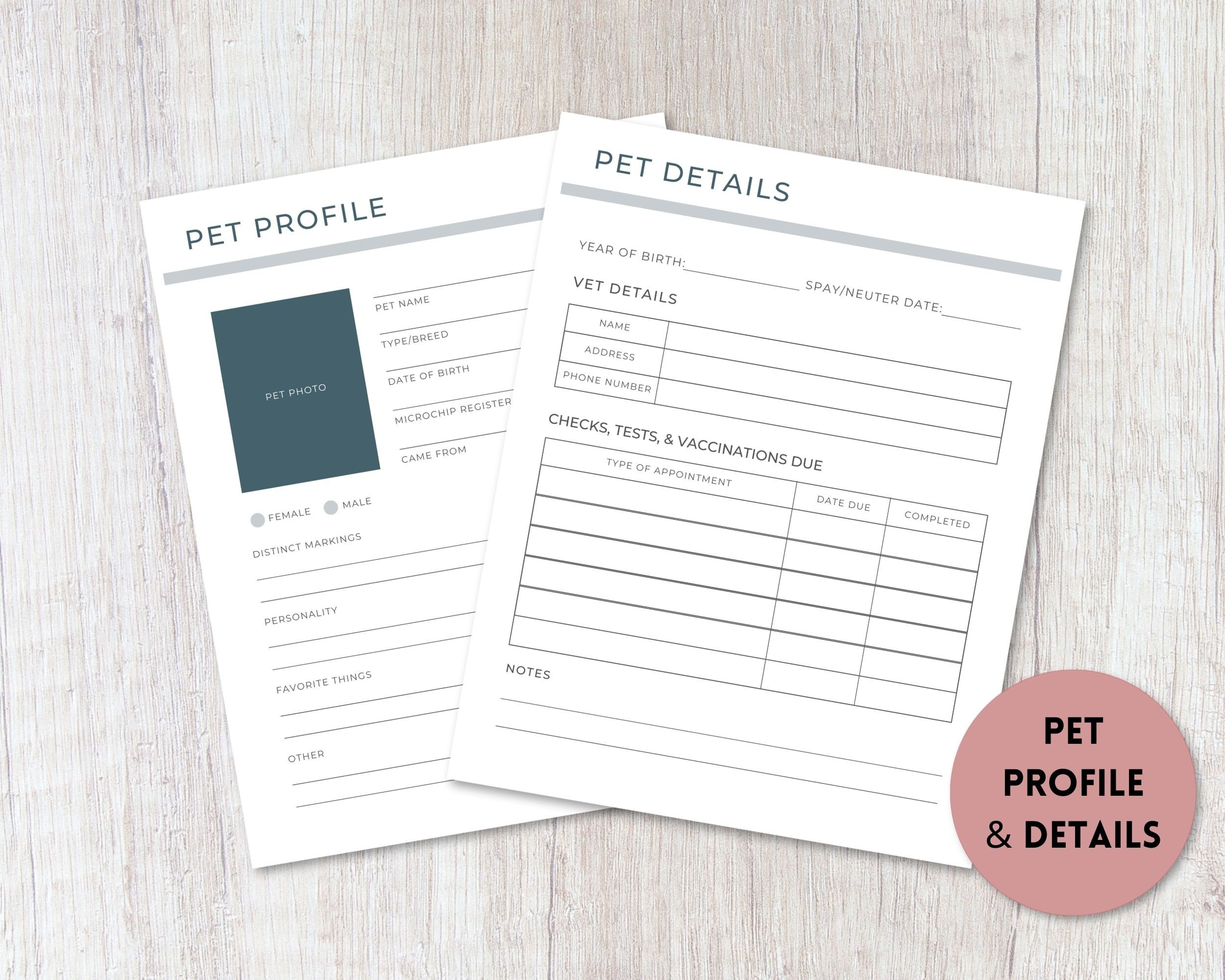 Pet Planner Printable Pet Sitter Notes Dog Care Checklist Pet Planner ...