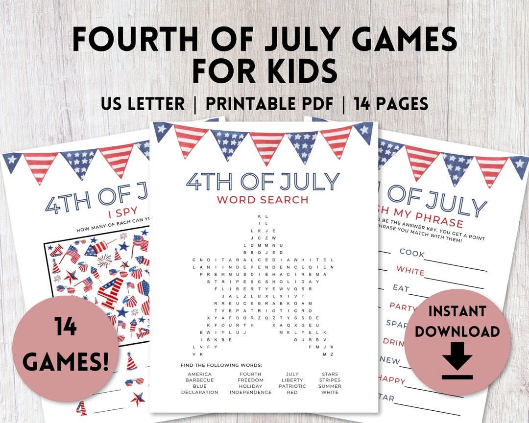 4th of July Kid Games Bundle Printable | Independence Day Games ...