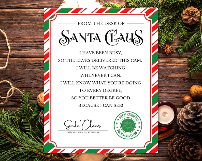 Santa Cam Letter Printable | Letter From Santa | From the Desk of Santa ...