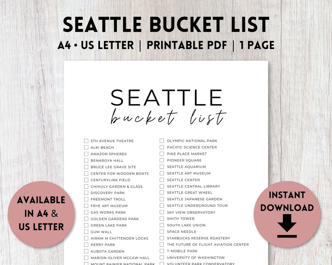 Seattle, Washington Bucket List Printable | Travel Bucket List | Travel ...