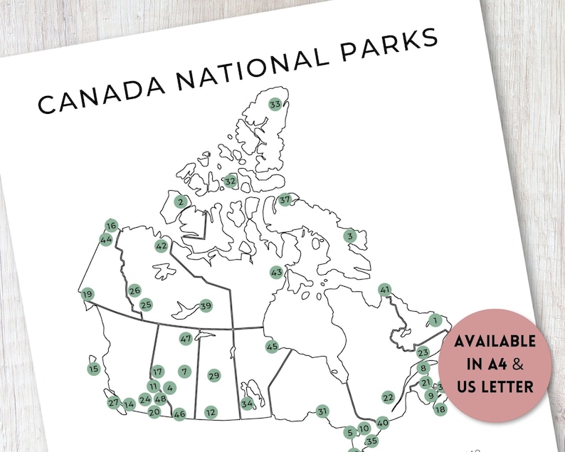 Canada National Park Checklist Printable Canada National - Etsy