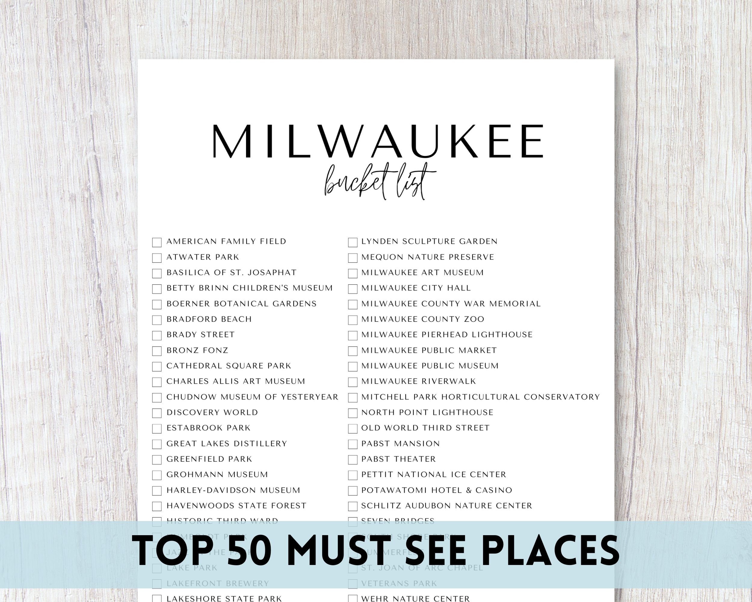 Milwaukee, Wisconsin Bucket List Printable Travel Bucket List Travel ...
