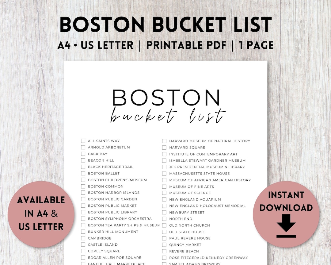 Boston, Massachusetts Bucket List Printable | Travel Bucket List ...