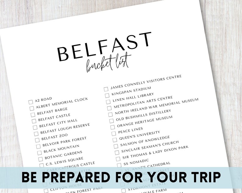 Belfast, Northern Ireland Bucket List Printable Travel Bucket List ...