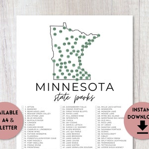 Minnesota State Park Map Printable | State Park Checklist | State Parks ...