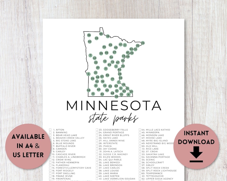 Minnesota State Park Map Printable | State Park Checklist | State Parks ...