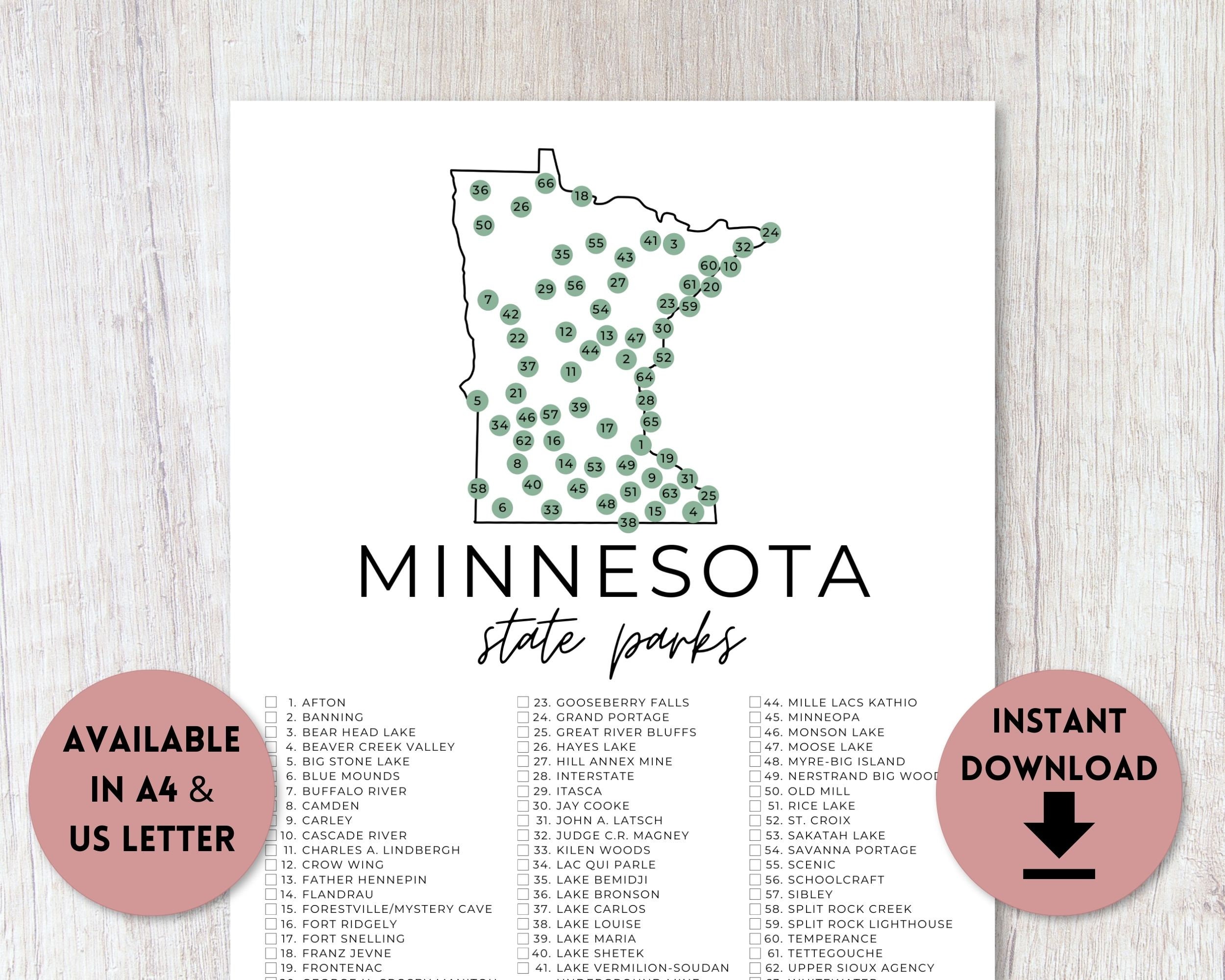 Minnesota State Park Map Printable | State Park Checklist | State Parks ...