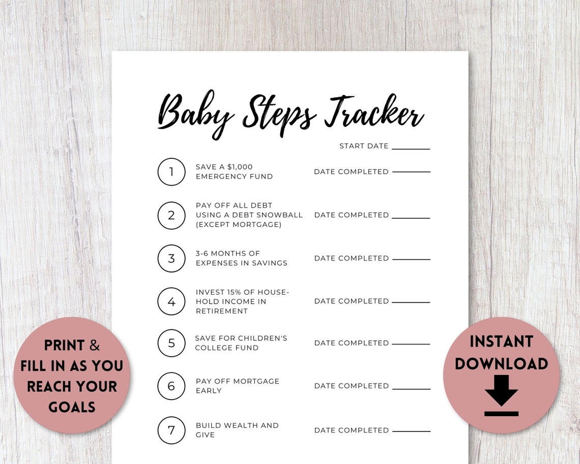 Baby Steps Tracker Printable | Baby Steps Progress Tracker | A4, US ...