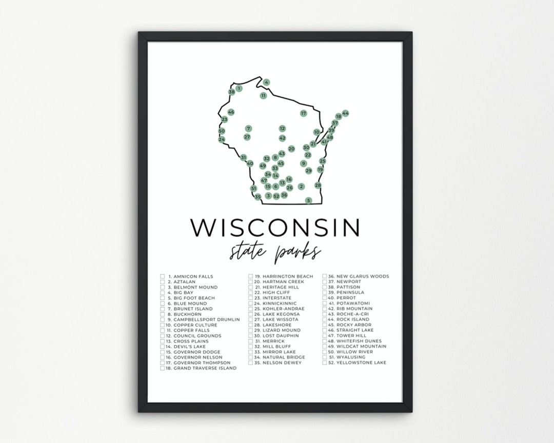 Wisconsin State Park Map Printable | State Park Checklist | State Parks ...