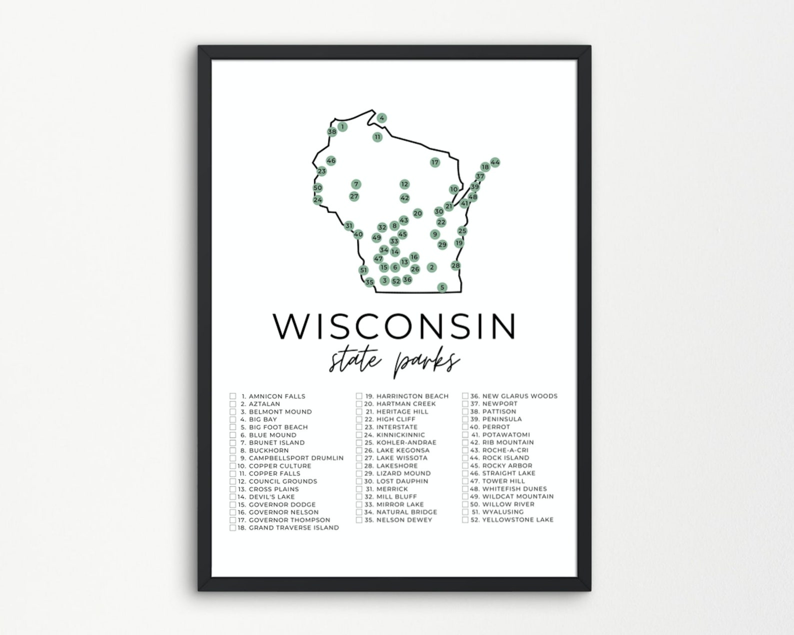 Wisconsin State Park Map Printable | State Park Checklist | State Parks ...