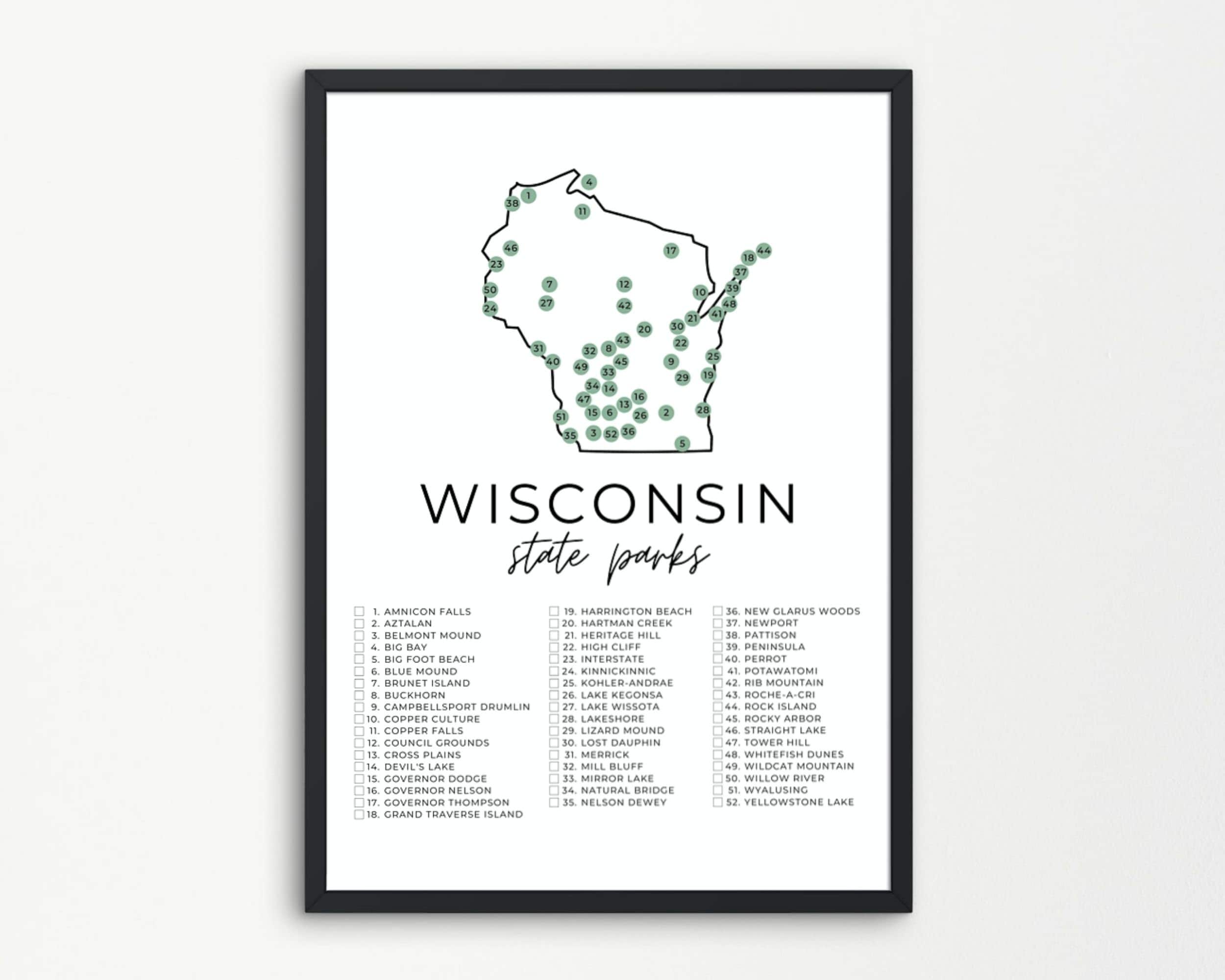 Wisconsin State Park Map Printable | State Park Checklist | State Parks ...