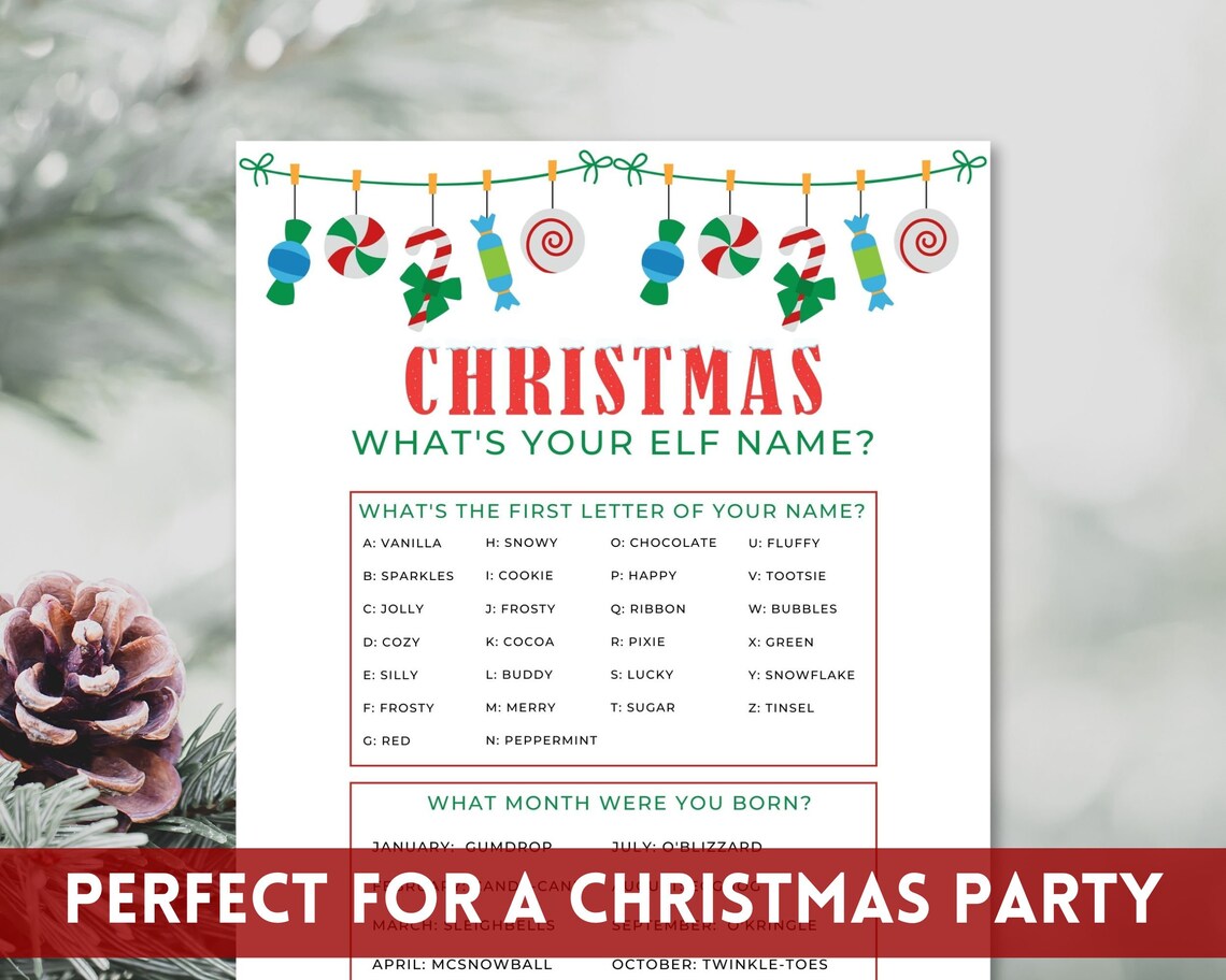 Christmas What's Your Elf Name Printable | Christmas Game for Kids ...
