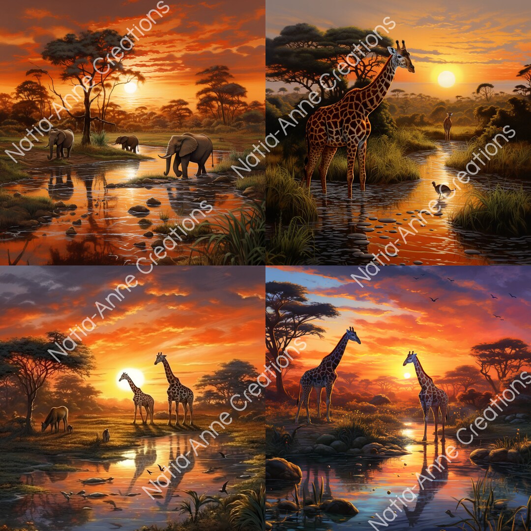 African Safari Sunrise - Digital Art Download - Etsy