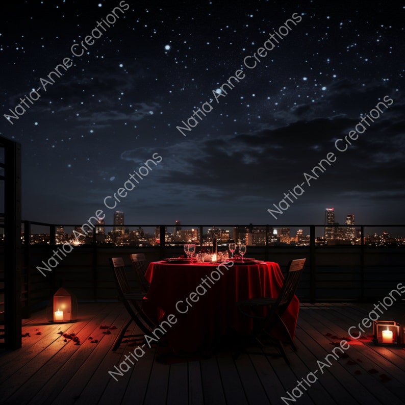 Romantic Rooftop Dinner - Digital Images (4) - Etsy