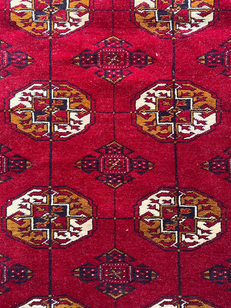 Vintage Turkmen Rug, Tekke Gul Design, 5x7 Afghan Carpet - Etsy