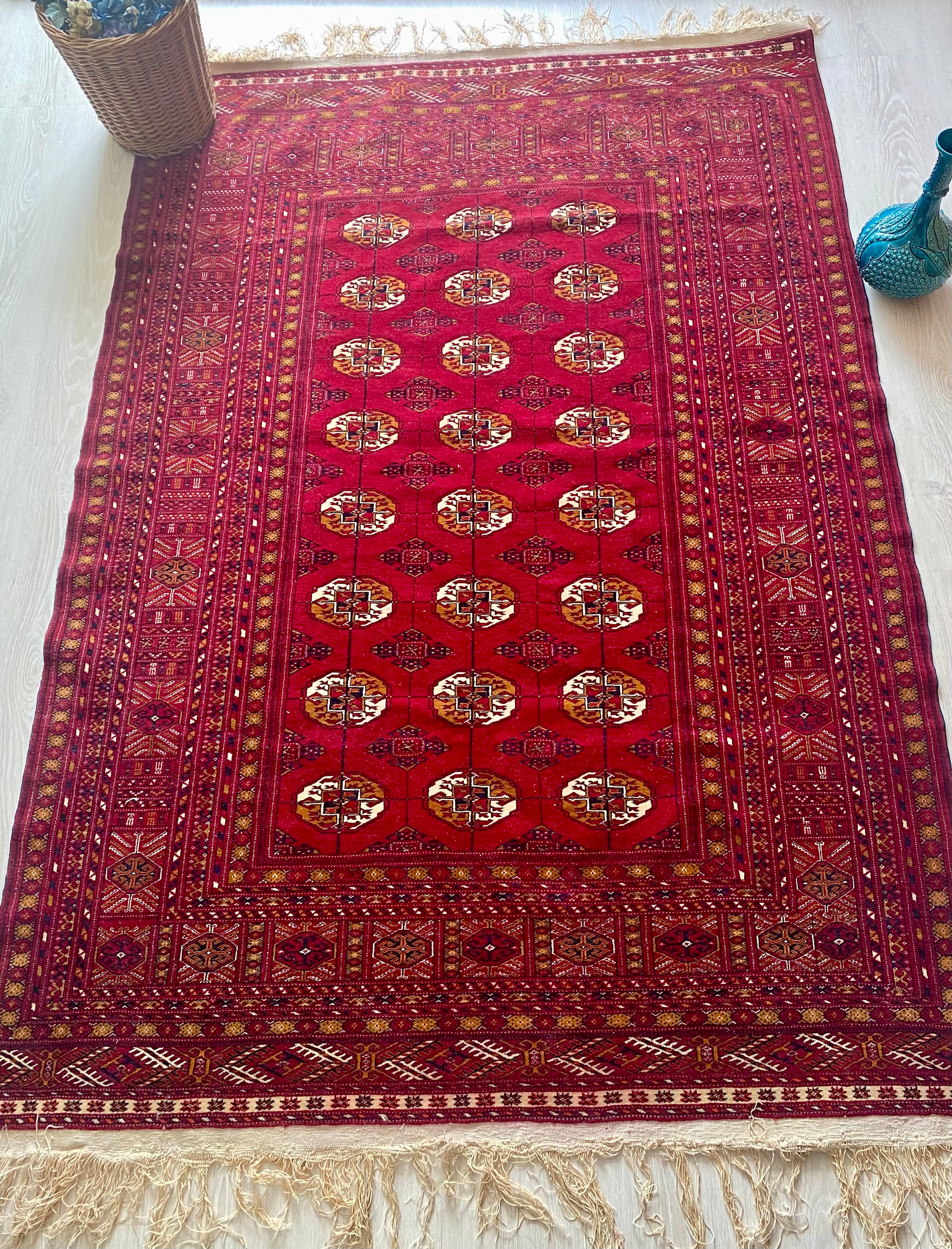 Vintage Turkmen Rug, Tekke Gul Design, 5x7 Afghan Carpet - Etsy
