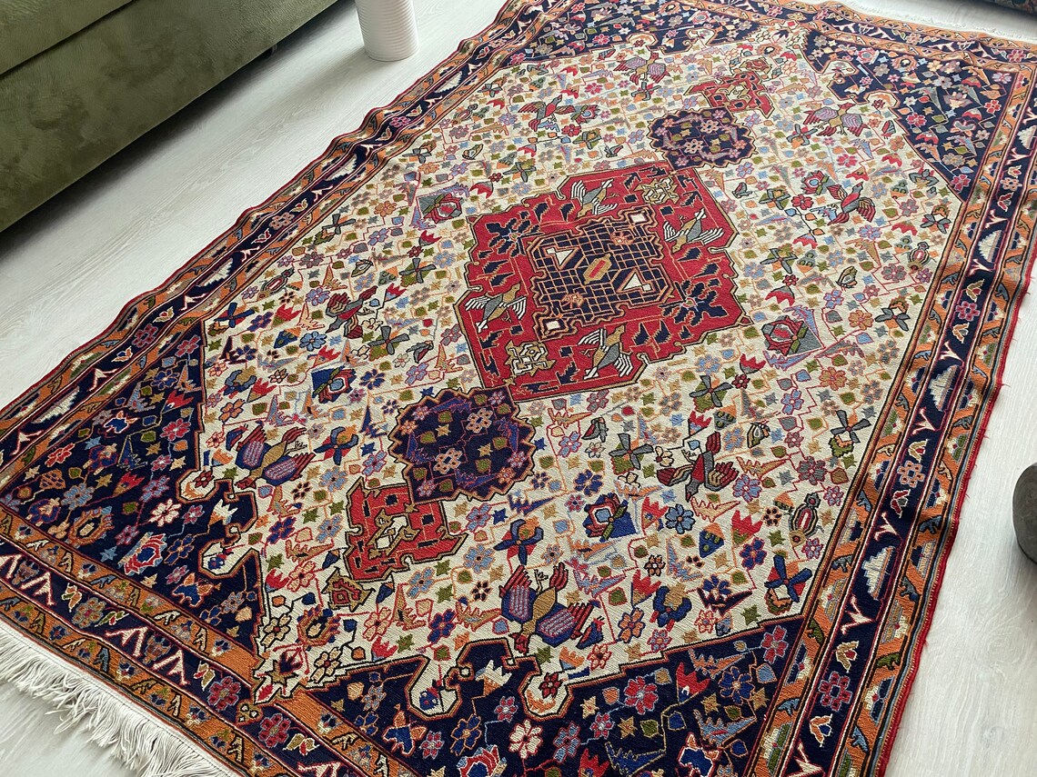 Vintage Sumak Rug,soumak Rug,floral Design,sumak Carpet,4x7 Rug ...