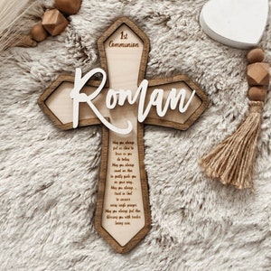 First Holy Communion Personalized Wooden Cross Prayer Baptism Cross ...